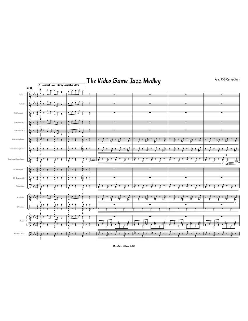 The Video Game Jazz Medley Sheet Music for Piano, Trombone, Flute ...