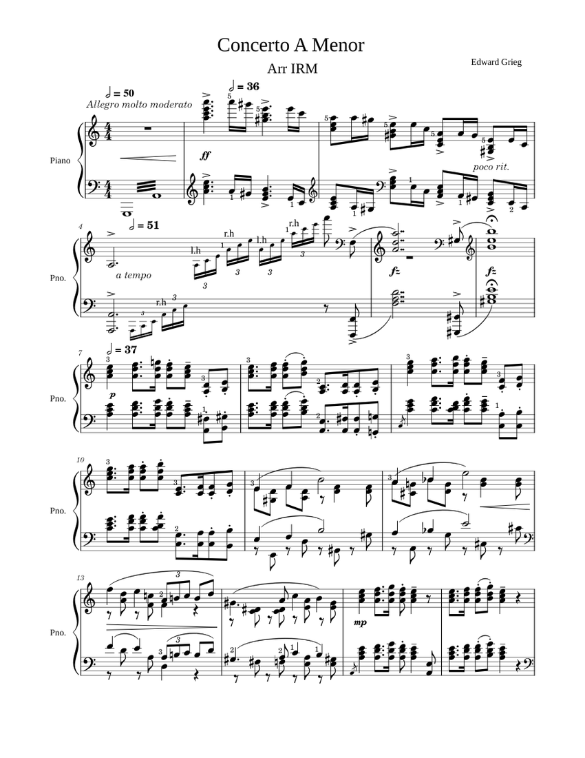 Piano Concerto in A minor, Op. 16, First Movement – Edvard Grieg Grieg_Piano_Concerto__in_A ...