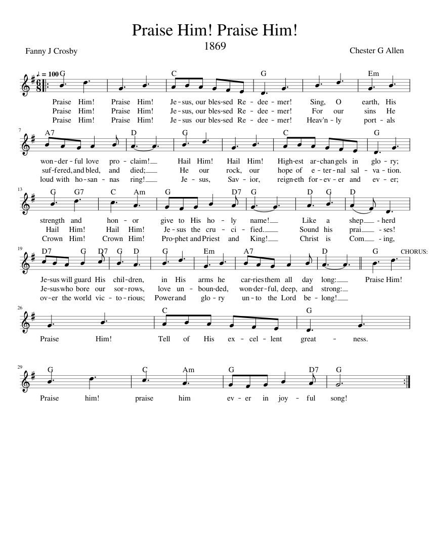Praise Him! Praise Him! Sheet music for Piano (Solo) Easy | Musescore.com
