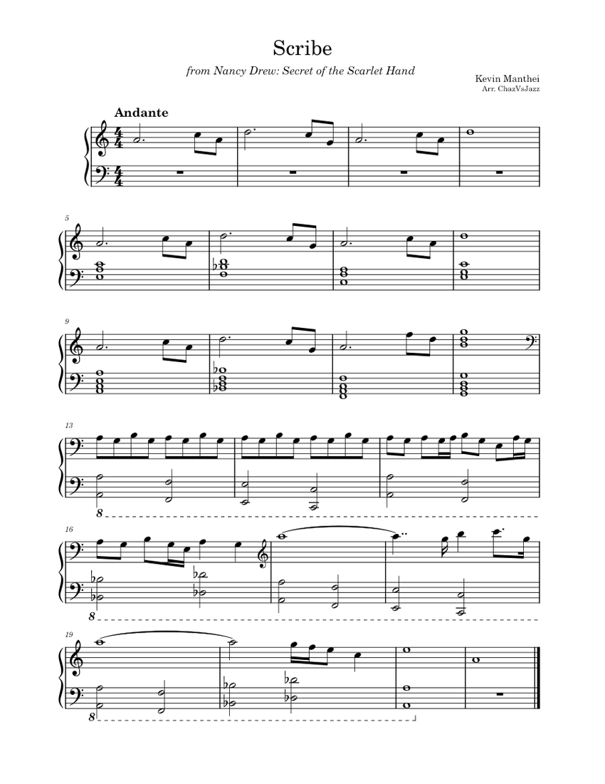Scribe Sheet music for Piano (Solo) Easy | Musescore.com