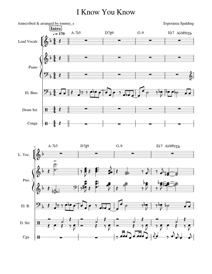 I Know You Know Sheet Music with Chords for Piano, Vocals, Bass guitar ...