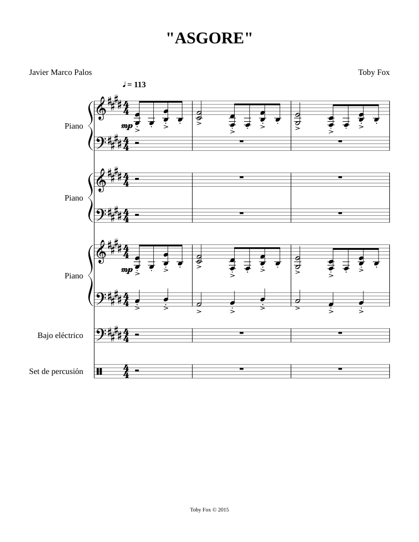 Undertale ASGORE Sheet music for Piano, Bass guitar, Drum group (Mixed ...