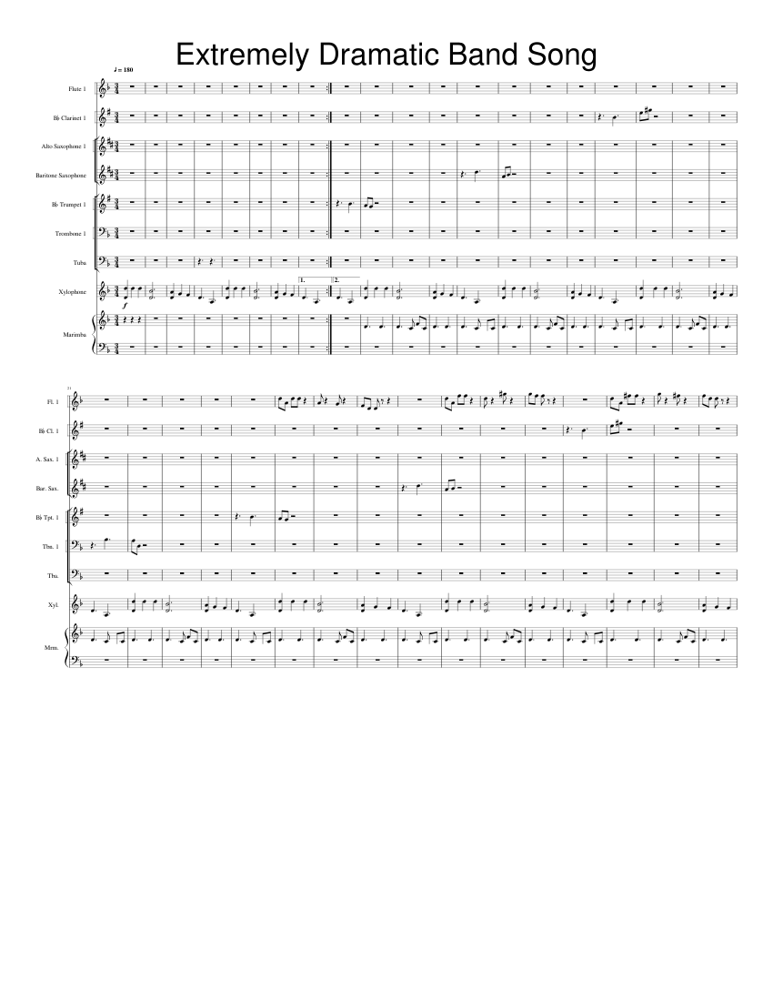 Extremely Dramatic Band Song Sheet music for Trombone, Tuba, Flute ...