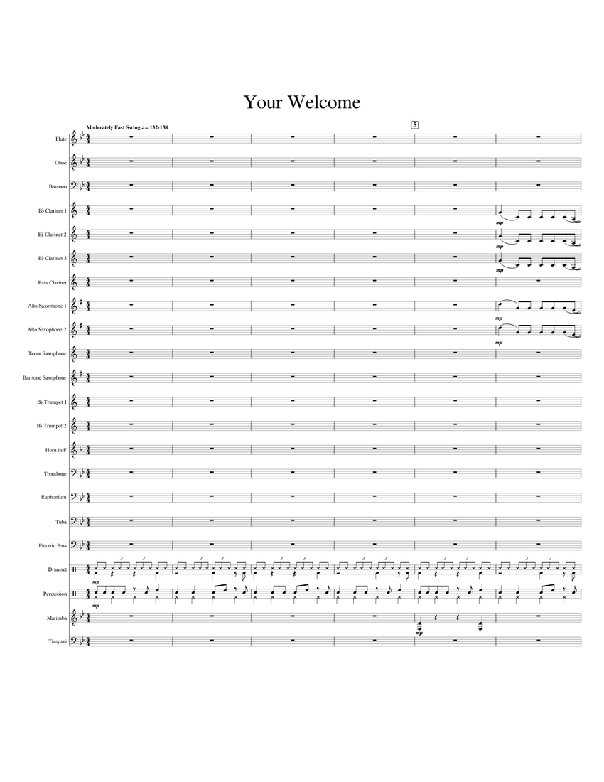 Your Welcome Sheet Music for Trombone, Euphonium, Tuba, Flute & more ...