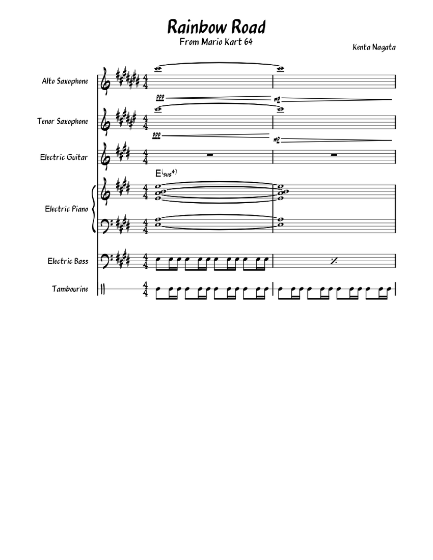 Rainbow_Road Sheet music for Piano, Tambourine, Saxophone alto ...
