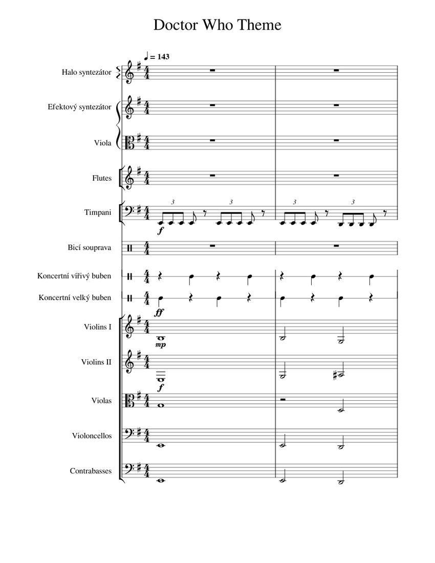 Doctor Who 2010 Theme (RECREATE) Sheet music for Flute, Timpani, Snare ...