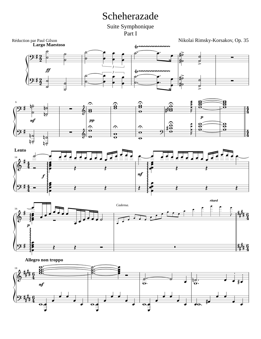 Scheherazade Sheet Music for Piano (Solo) | MuseScore.com