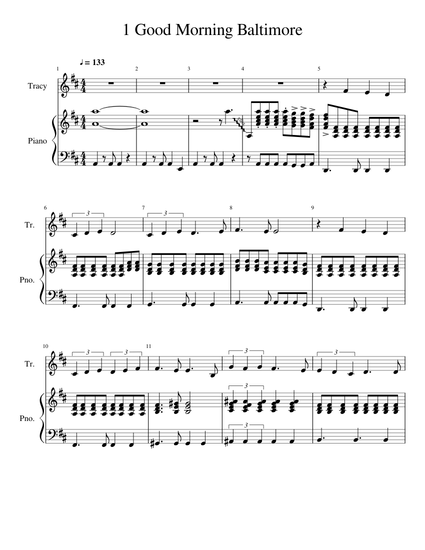 1 Good Morning Baltimore Sheet music for Piano, Soprano, Alto, Tenor ...