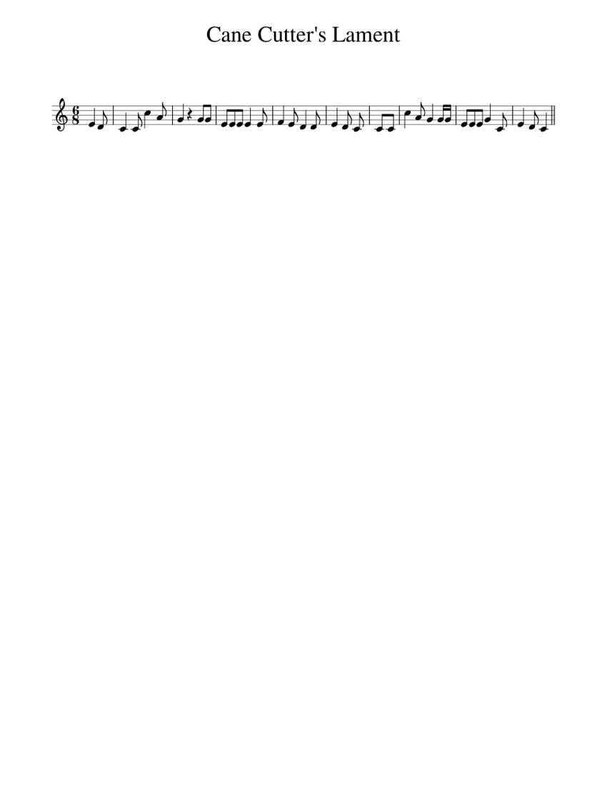 Cane Cutter's Lament Sheet Music for Piano (Solo) Easy | MuseScore.com