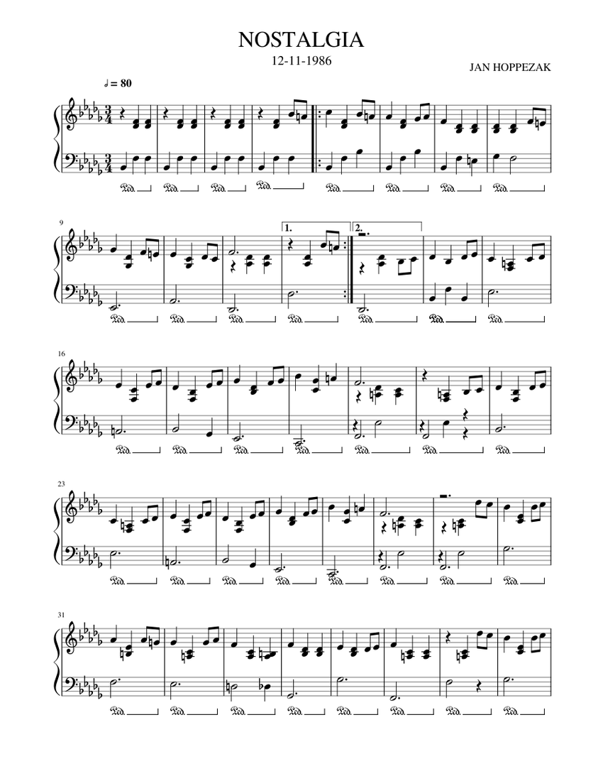 NOSTALGIA Sheet music for Piano (Solo) Easy | Musescore.com