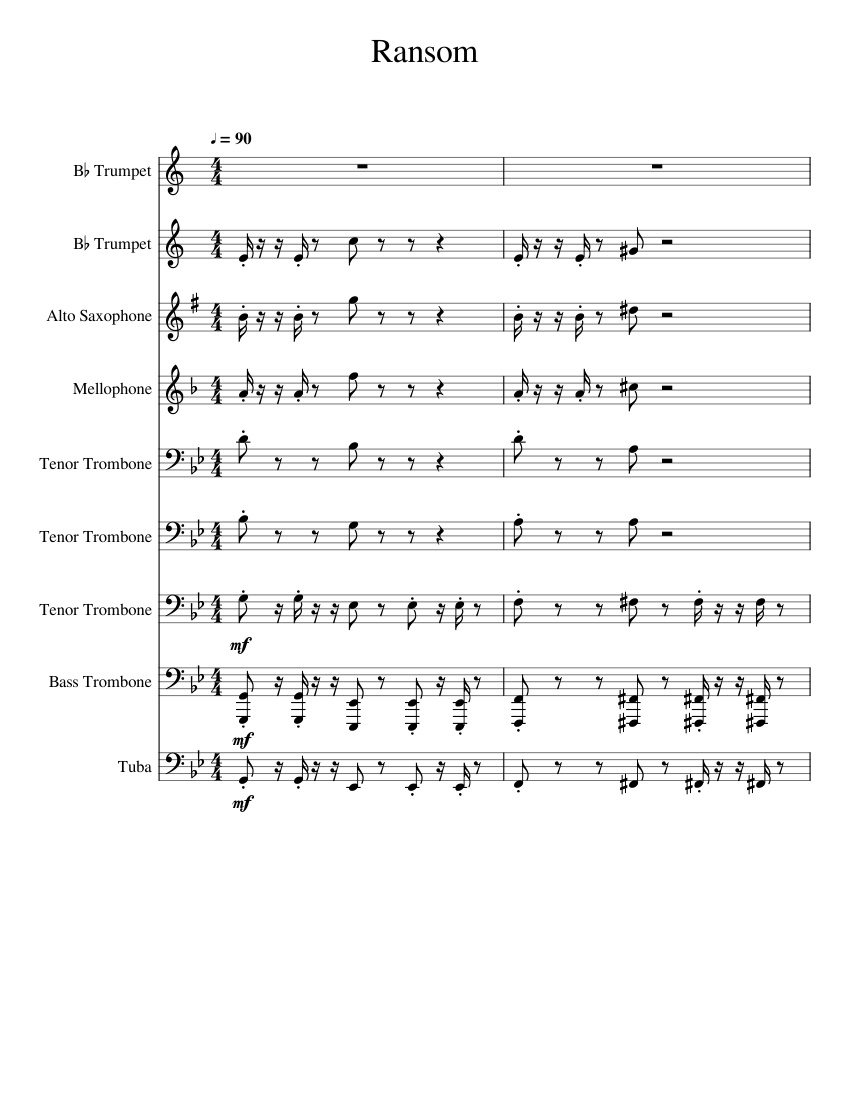 Ransom Sheet music for Tuba, Mellophone, Trombone tenor, Trombone bass ...