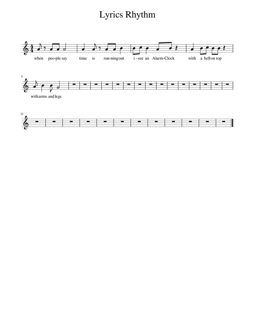 Lyrics_Rhythm Sheet music for Piano (Solo) Easy | Musescore.com