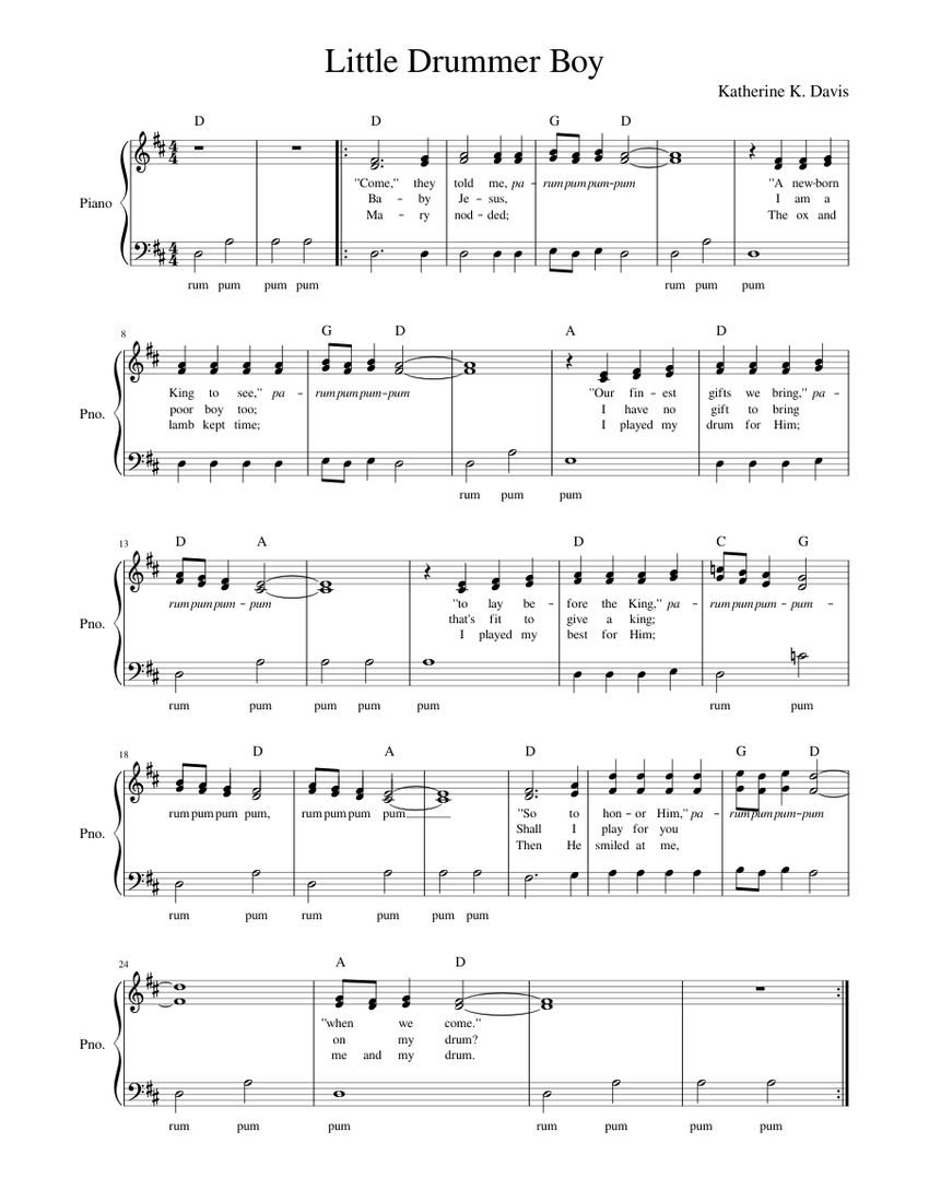 Little Drummer Boy Sheet music for Piano (Solo) | Musescore.com