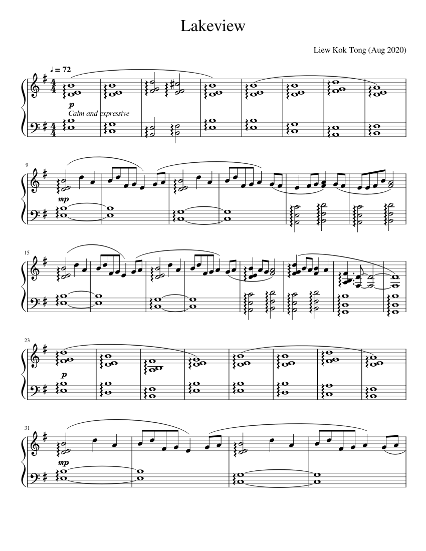 Lakeview Sheet music for Piano (Solo) | Musescore.com