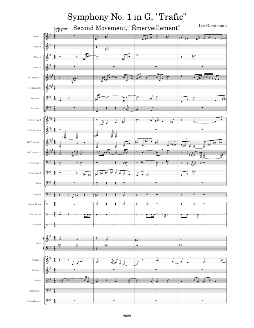 "Trafic" Symphony - Second Movement Sheet music for Trombone, Tuba, Flute, Oboe & more ...