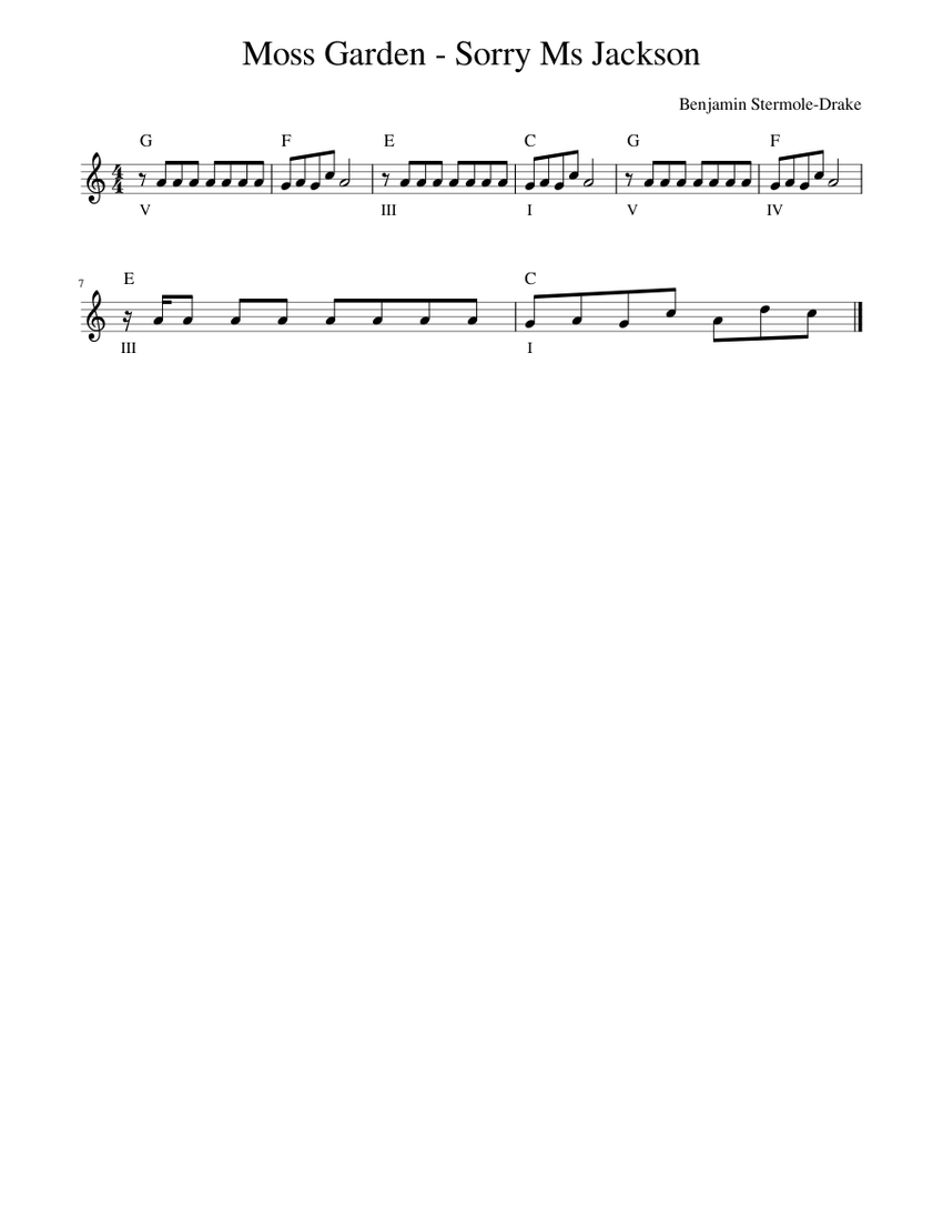 Sorry Ms Jackson (Thank You For Your) Sheet Music for Piano (Solo) Easy ...
