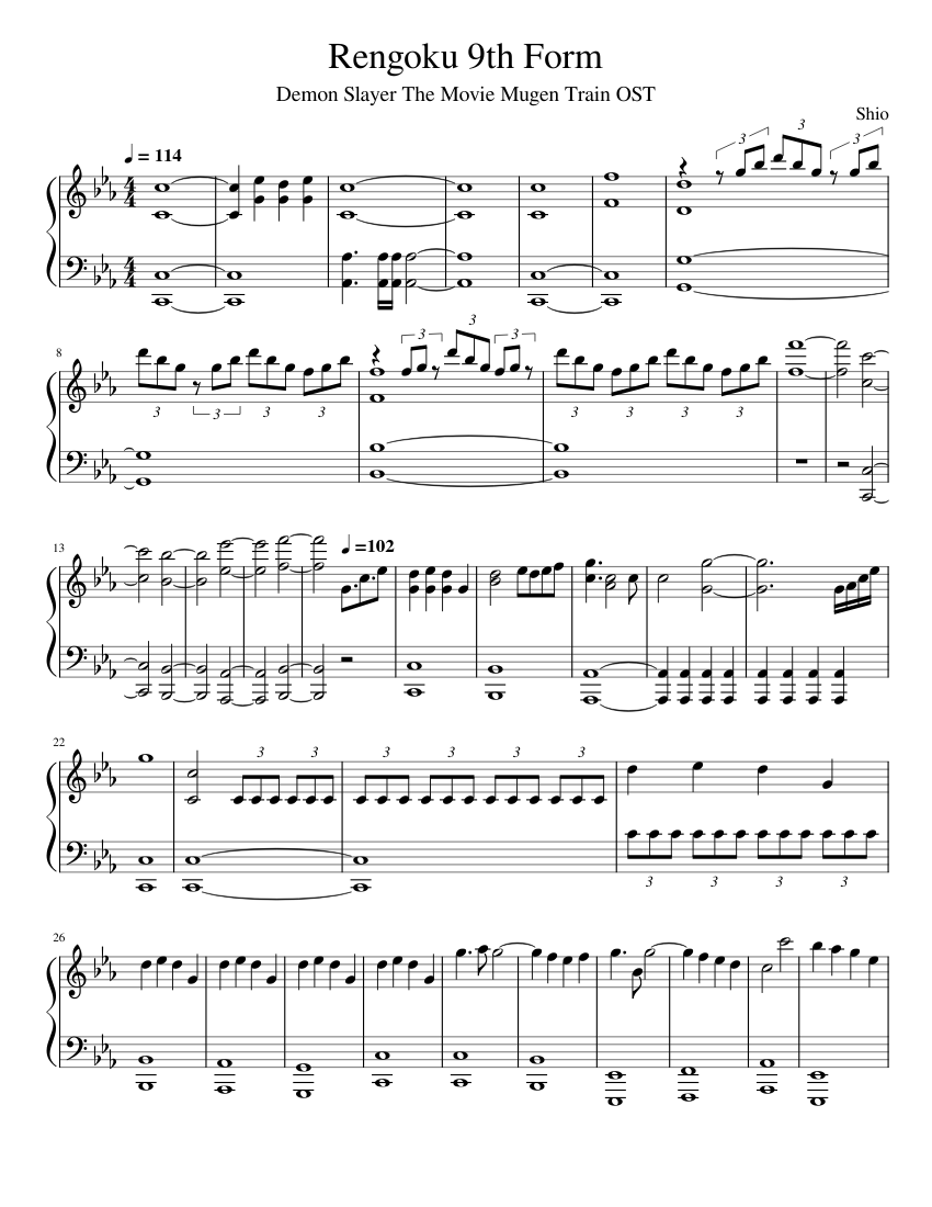 Demon Slayer Mugen Train - Rengoku 9th Form【Piano Arrangement】 Sheet ...