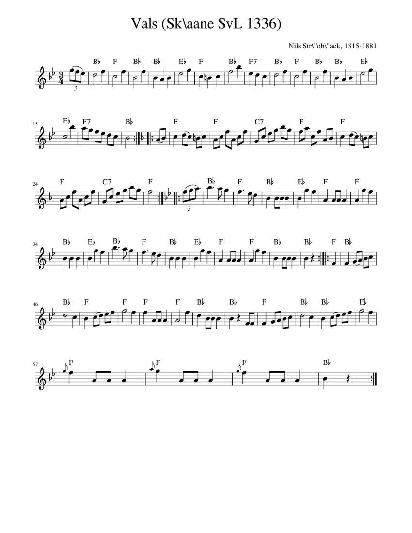 Vals (Sk\aane SvL 1336) Sheet music for Piano (Solo) Easy | Musescore.com