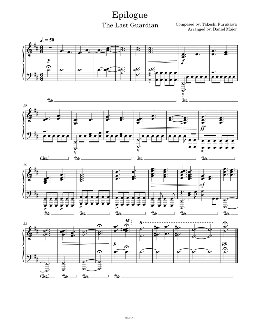 Epilogue - The Last Guardian - piano tutorial