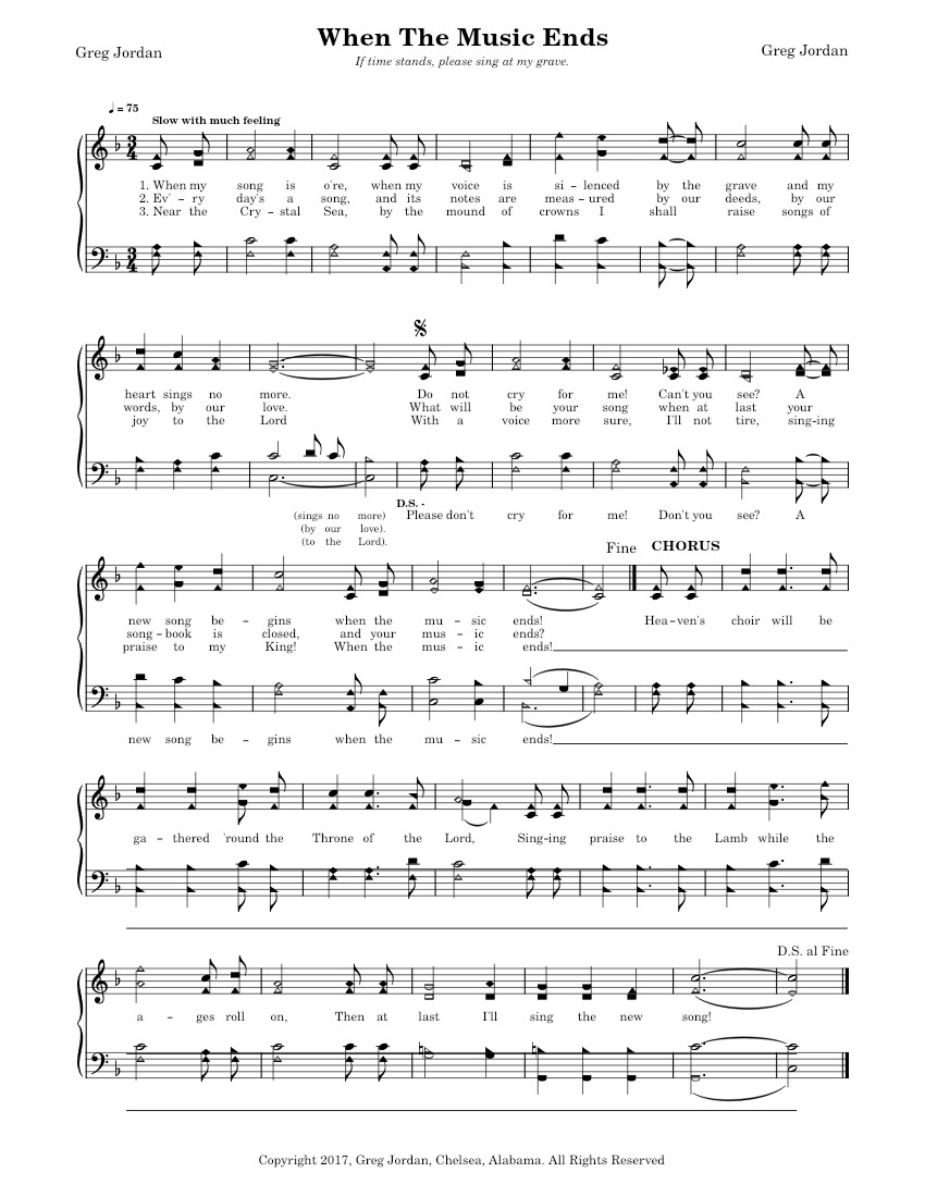 When The Music Ends Sheet Music for Piano (SATB) Easy | MuseScore.com