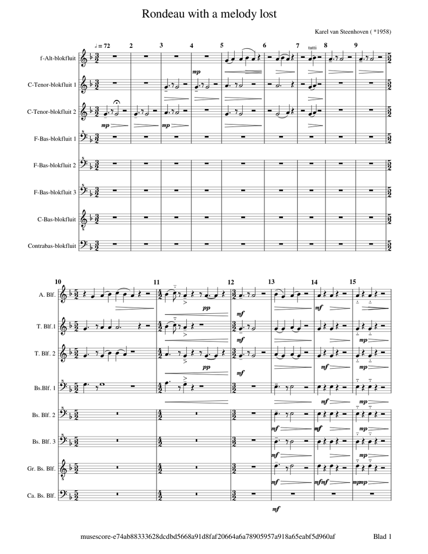 Steenhoven van Karel Rondeau with a melody lost Gecorrigeerd 2 Sheet ...