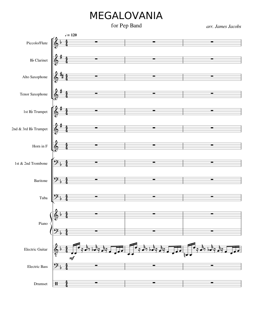 Megalovania Sheet Music for Piano, Trombone, Euphonium, Tuba & more instruments (Pep Band ...