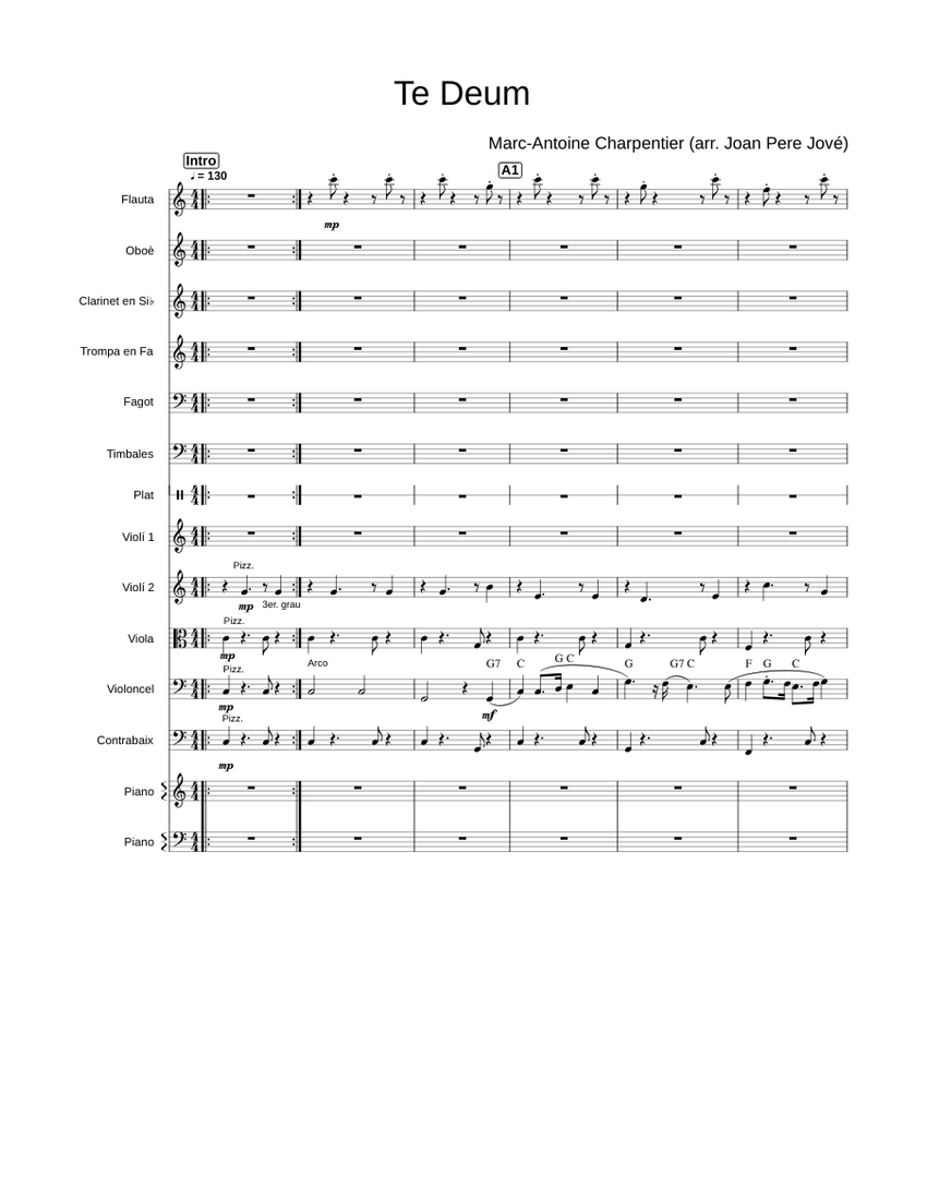 Te Deum - Eurovision Melody (Chamber Orchestra) Sheet music for Piano, Flute, Oboe, Clarinet in ...