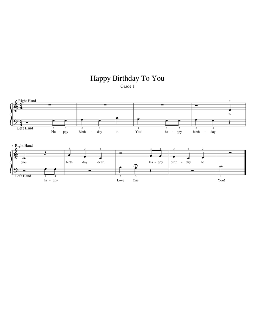 Happy Birthday To You Sheet music for Piano (Solo) Easy | Musescore.com