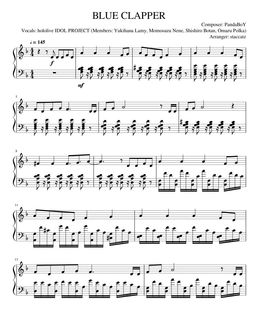 BLUE CLAPPER Sheet music for Piano (Solo) | Musescore.com