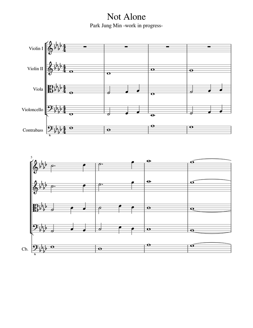 Not Alone Sheet Music for Contrabass, Violin, Viola, Cello (String ...