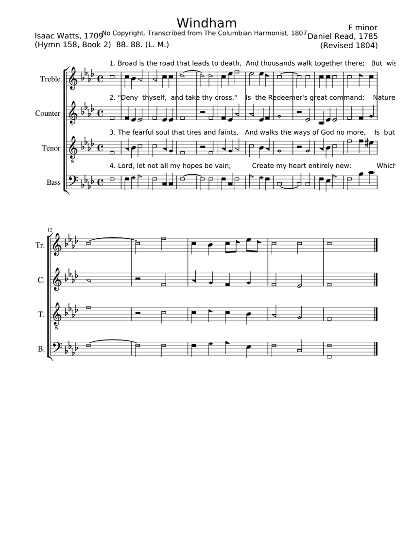 Windham - Daniel Read Sheet music for Bass guitar (Solo) | Musescore.com