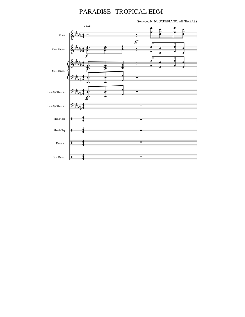 PARADISE |TROPICAL EDM| Sheet music for Piano (Solo) | Musescore.com