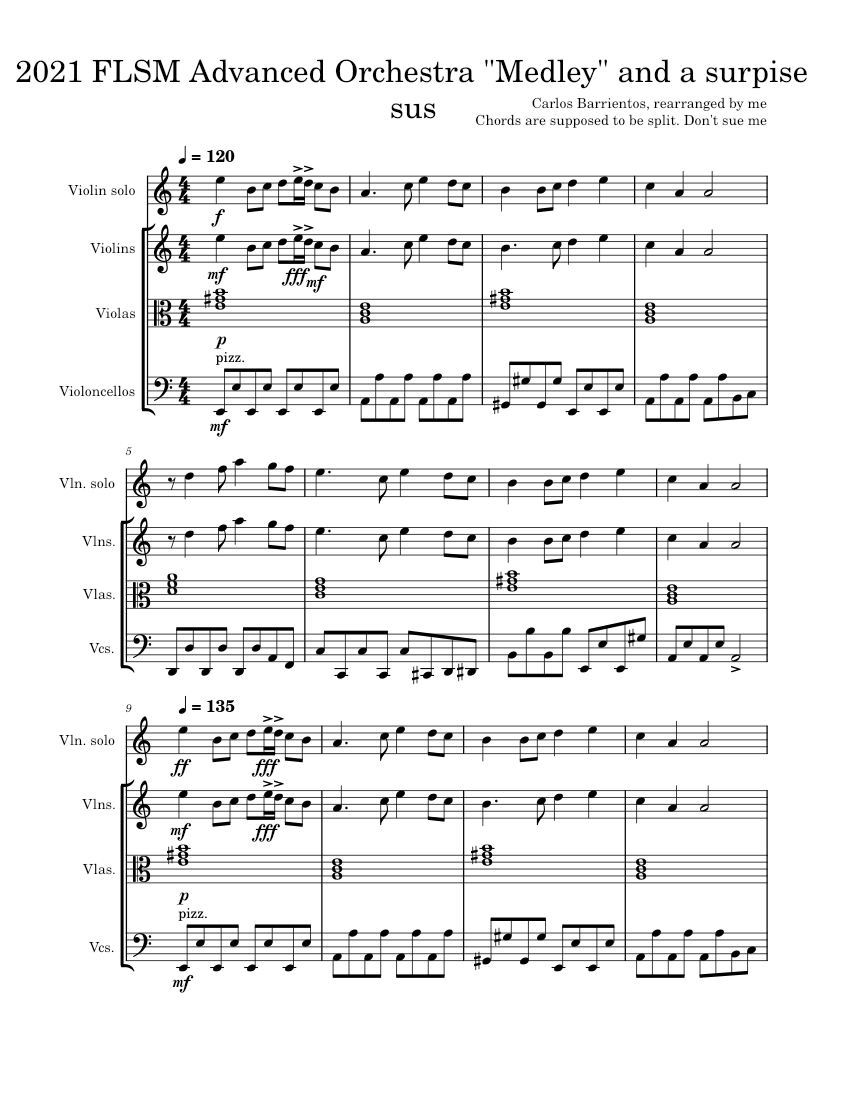 2021 FLSM Advanced Orchestra Medley Sheet music for Violin, Strings ...