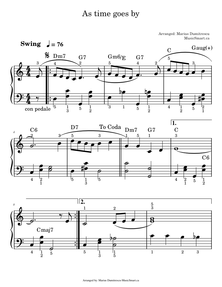 As time goes by- Casablanca Movie - Dooley Wilson Sheet Music with ...