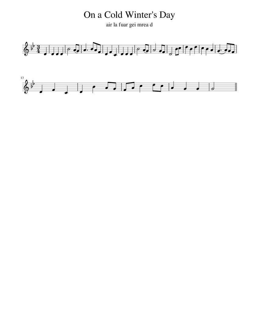 On a Cold Winter's Day Sheet music for Piano (Solo) | Musescore.com