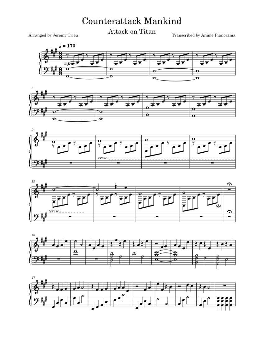 Counterattack Mankind Sheet Music for Piano (Solo) easy | MuseScore.com