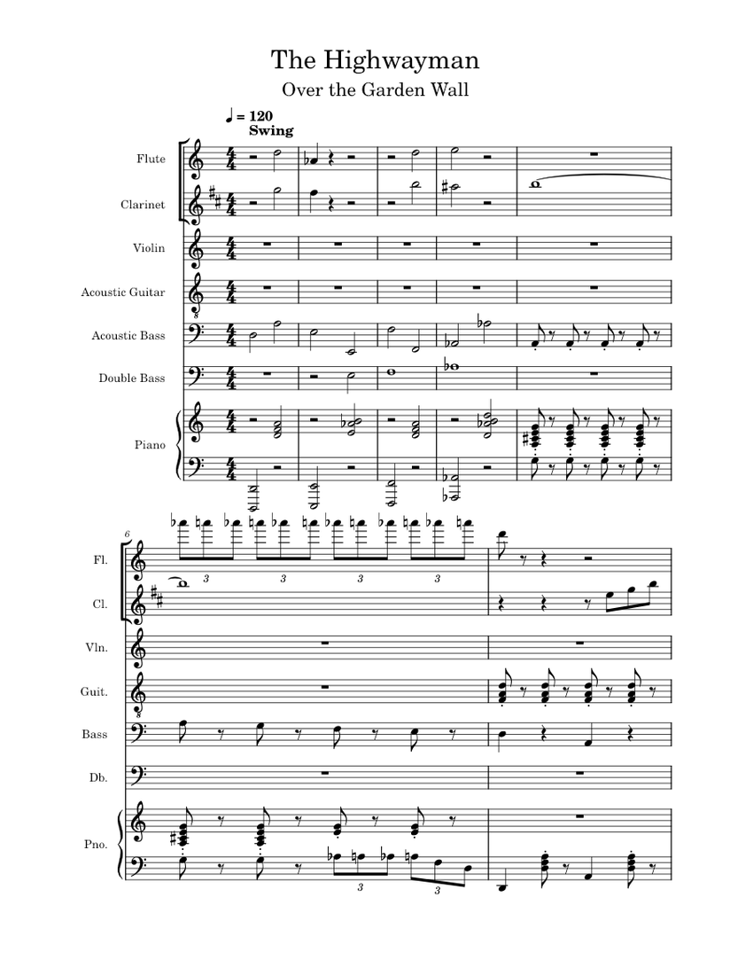 The Highwayman Sheet Music for Piano, Flute, Contrabass, Violin & more ...