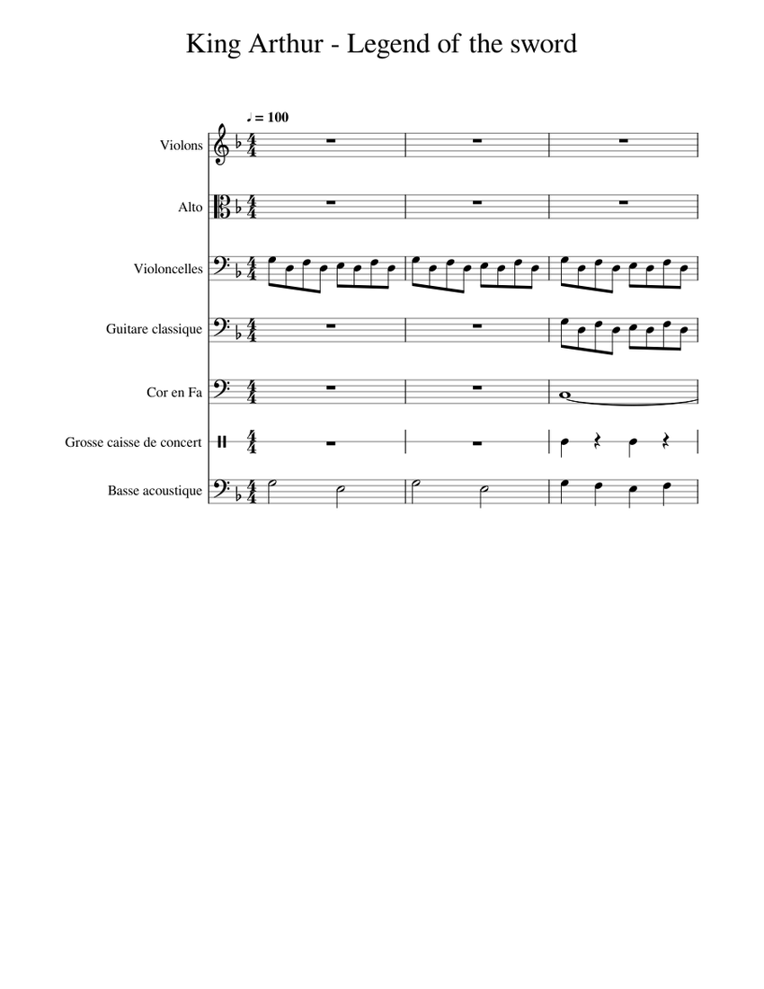King Arthur - Legend of the Sword - orchestra 2 Sheet music for French ...