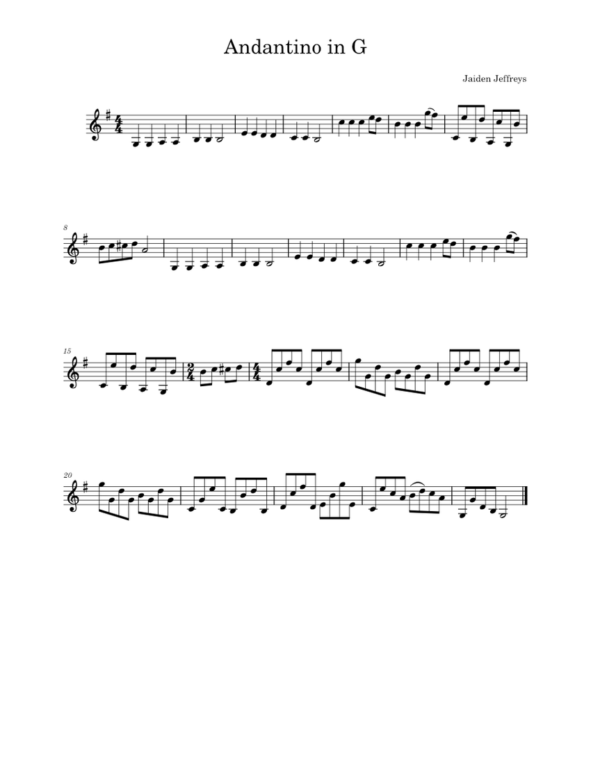 Andantino in G Major, Op. 241, No. 5 – Ferdinando Carulli Andantino in ...