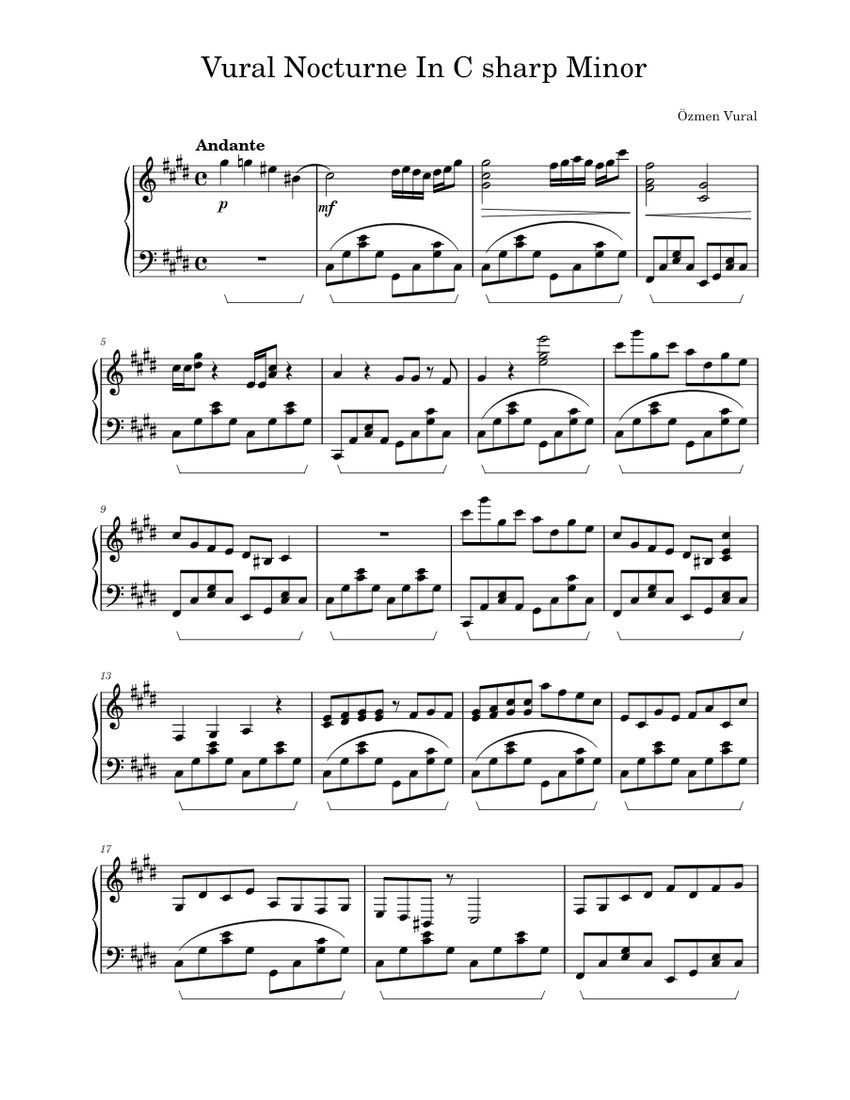 Vural Nocturne in C sharp Minor - piano tutorial