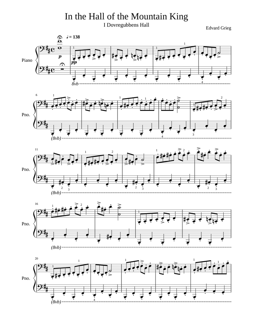 Peer Gynt: In the Hall of the Mountain King – Edvard Grieg Sheet music ...