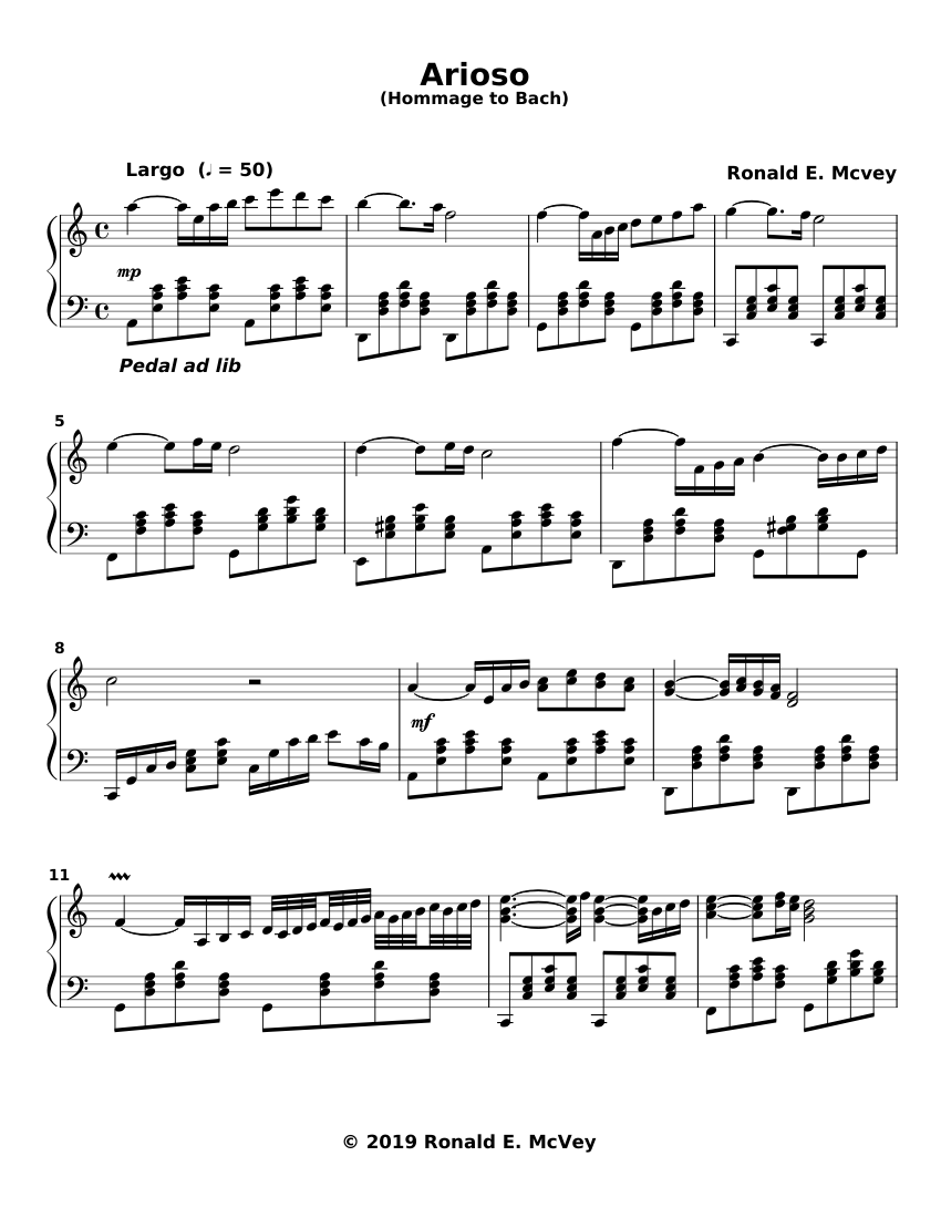 Arioso Sheet music for Piano (Solo) | Musescore.com