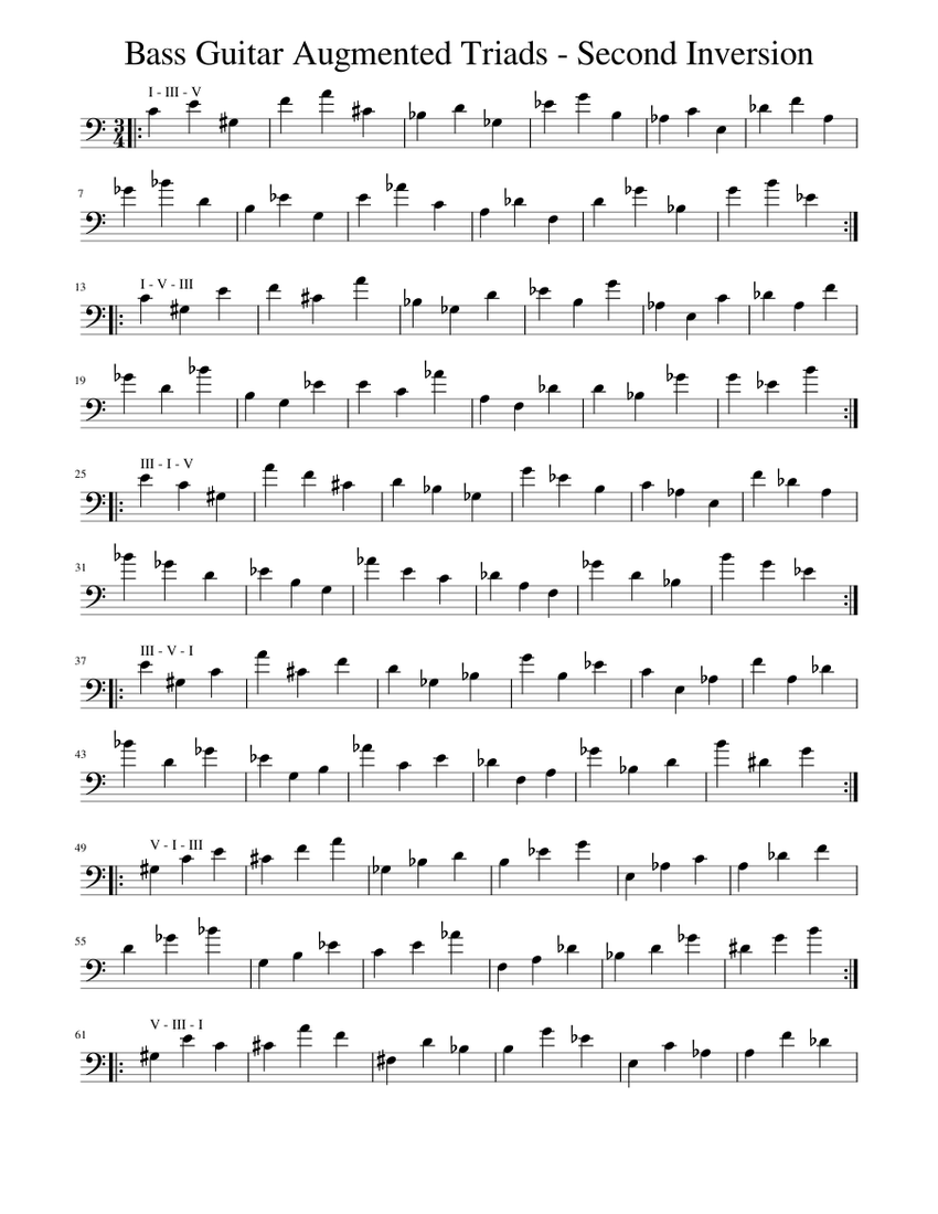 Bass Guitar Augmented Triads - Second Inversion Sheet music for Bass ...