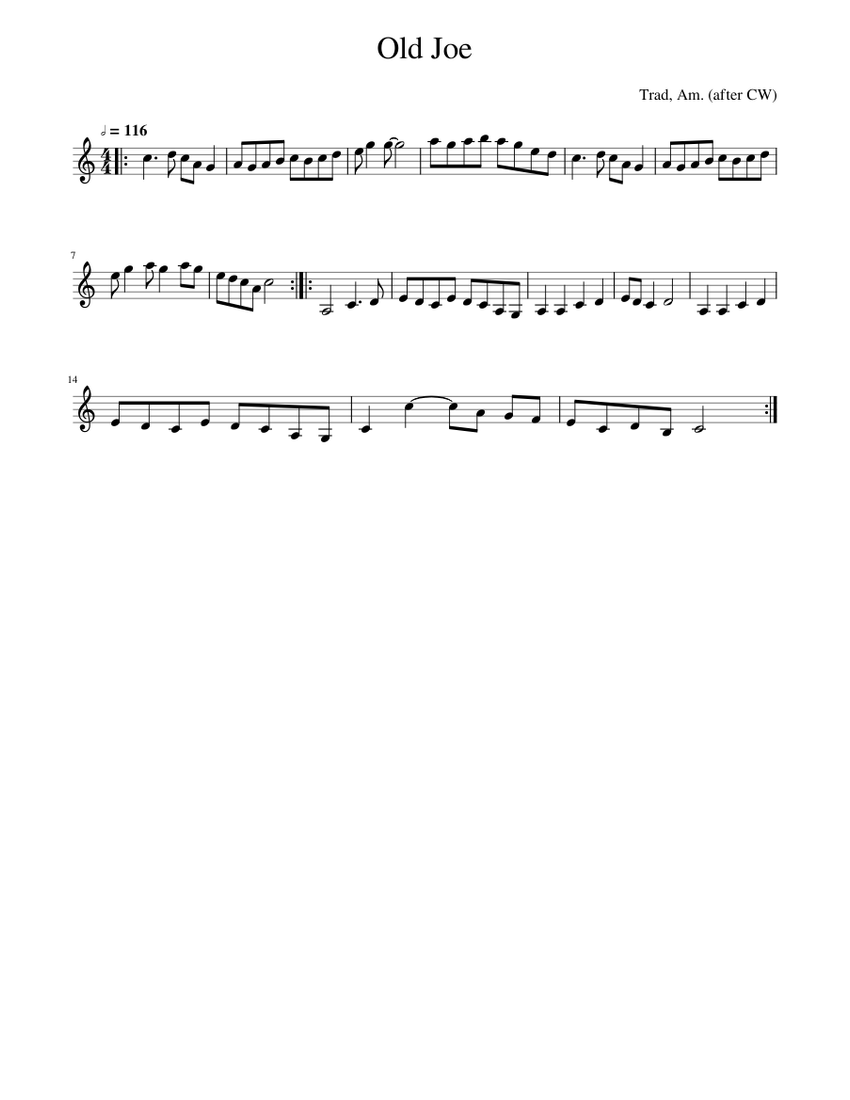 Traditional music - Old Joe Sheet music for Piano (Solo) Easy ...
