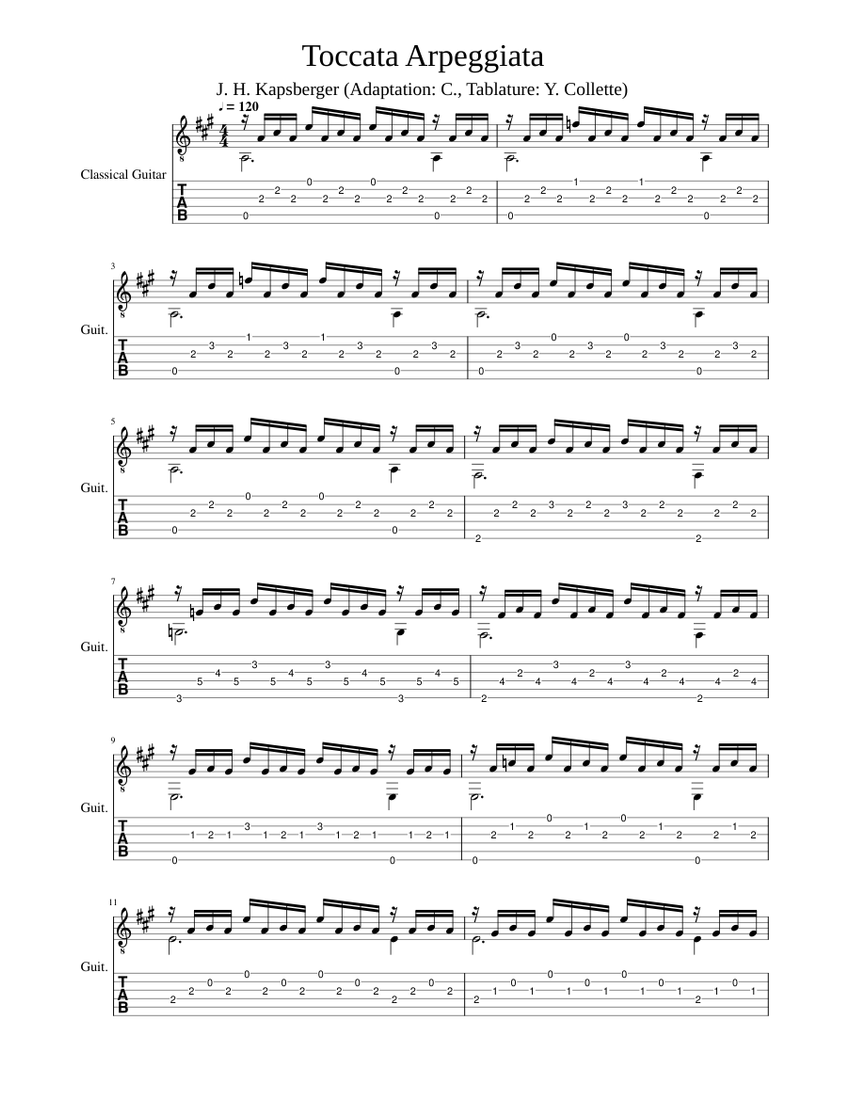 Toccata Arpeggiata Sheet Music and Tab for Guitar (Solo) | MuseScore.com