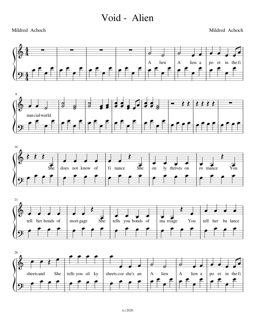 Void - Alien Sheet music for Piano (Solo) | Musescore.com