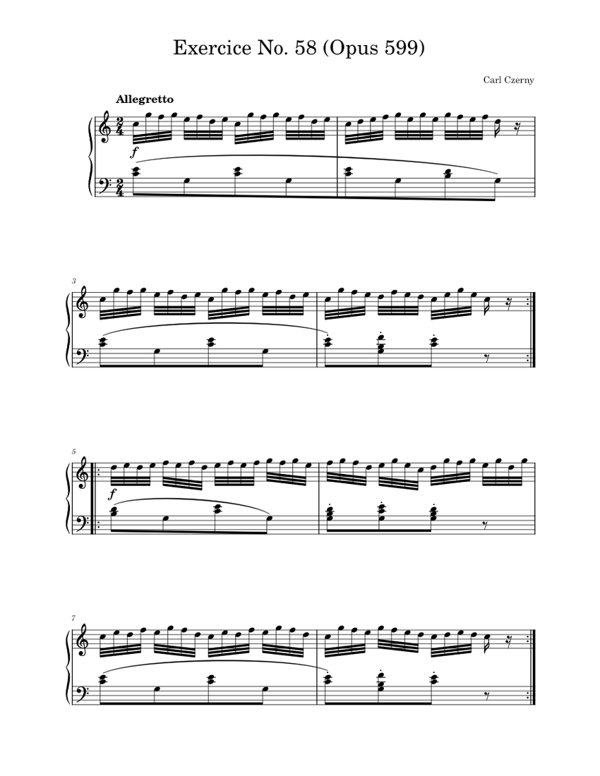Exercice no. 58, op. 599 – Carl Czerny Exercice No. 58, op. 599 – Carl ...