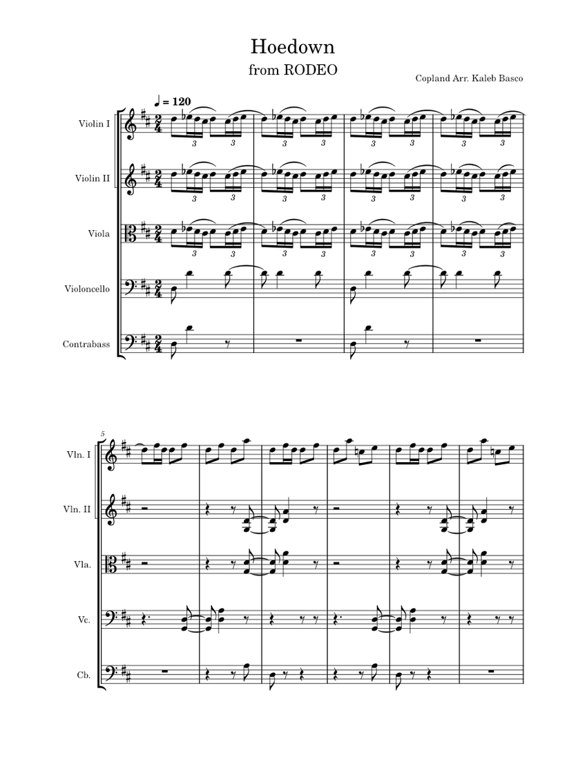 Hoedown – Aaron Copland Hoedown Sheet music for Contrabass, Violin ...