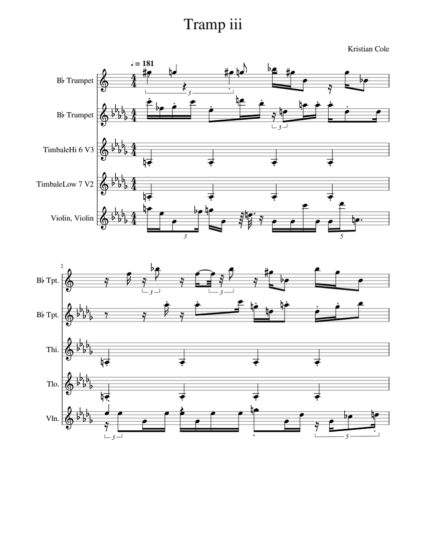 2. Tramp iii Sheet music for Piano, Trumpet in b-flat, Violin (Mixed ...