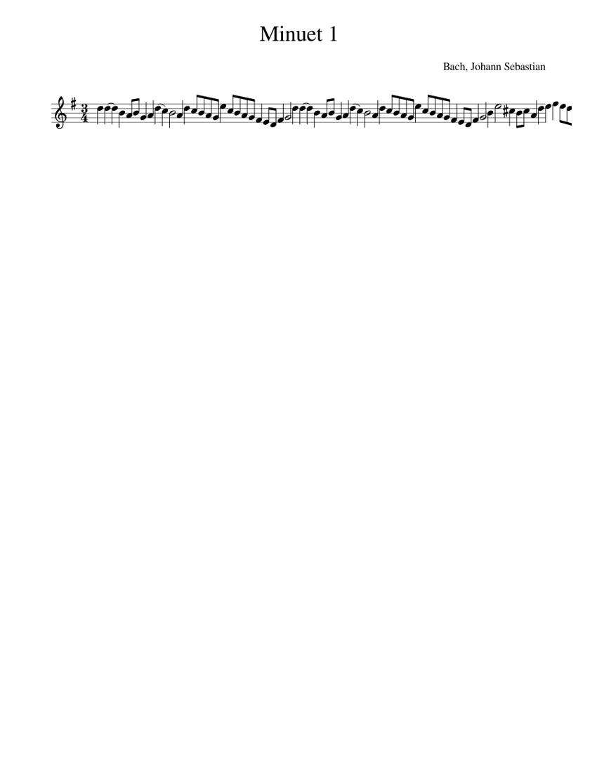 Minuet 1 Sheet music for Piano (Solo) | Musescore.com
